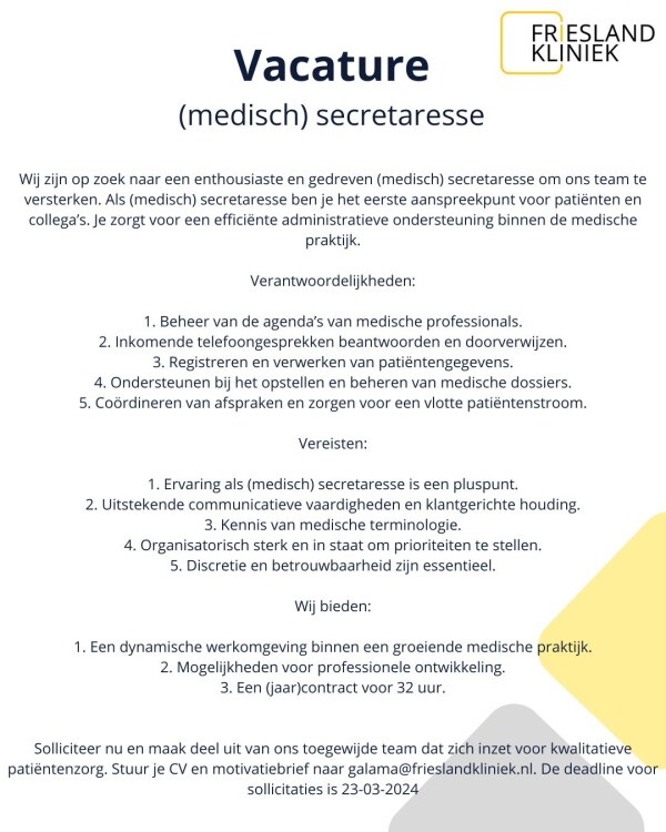 Vacatures | Friesland Kliniek